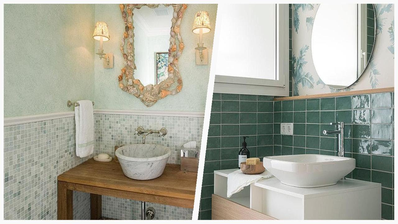 75 Green Tile And Yellow Tile Powder Room Design Ideas You'll Love ...