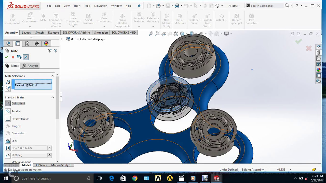 Solidworks Tutorials Step By Step Process To Design Fidget Spinner Youtube