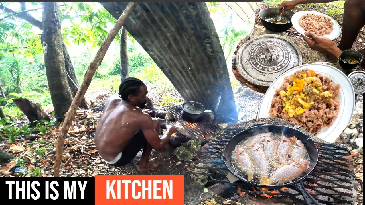 Ras Frass. cooking up some akee and salt fish. with rice and peas ...