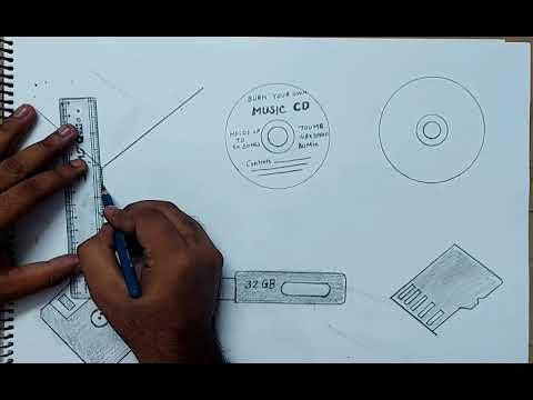 how to draw secondary storage device I storage devices drawing - YouTube