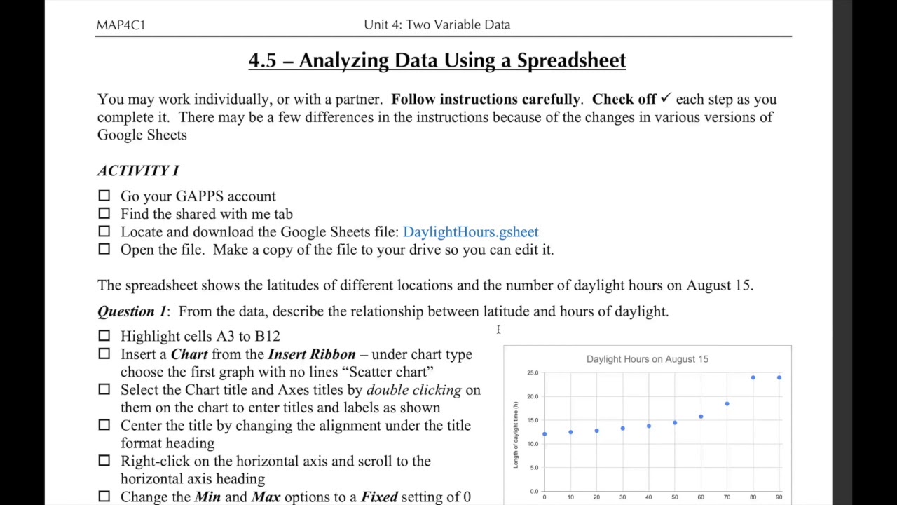 MAP4C1 - 4.5 - Using Spreadsheets - YouTube