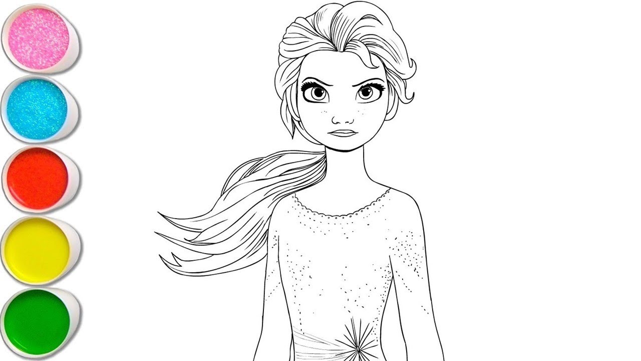 Elsa Frozen Drawing For Kids, Coloring kids, Elsa Frozen From Disney ...