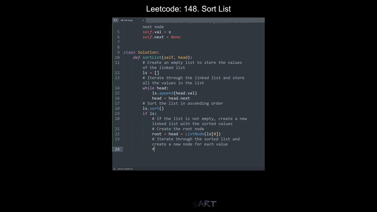 Leetcode 148 Sort List In Python Python Leetcode Python Coding 9619