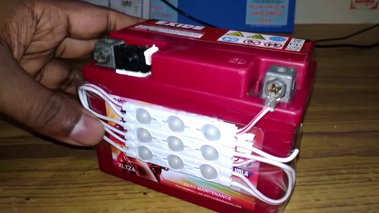 Simple Emergency light using bike old battery with 3strip led module ...