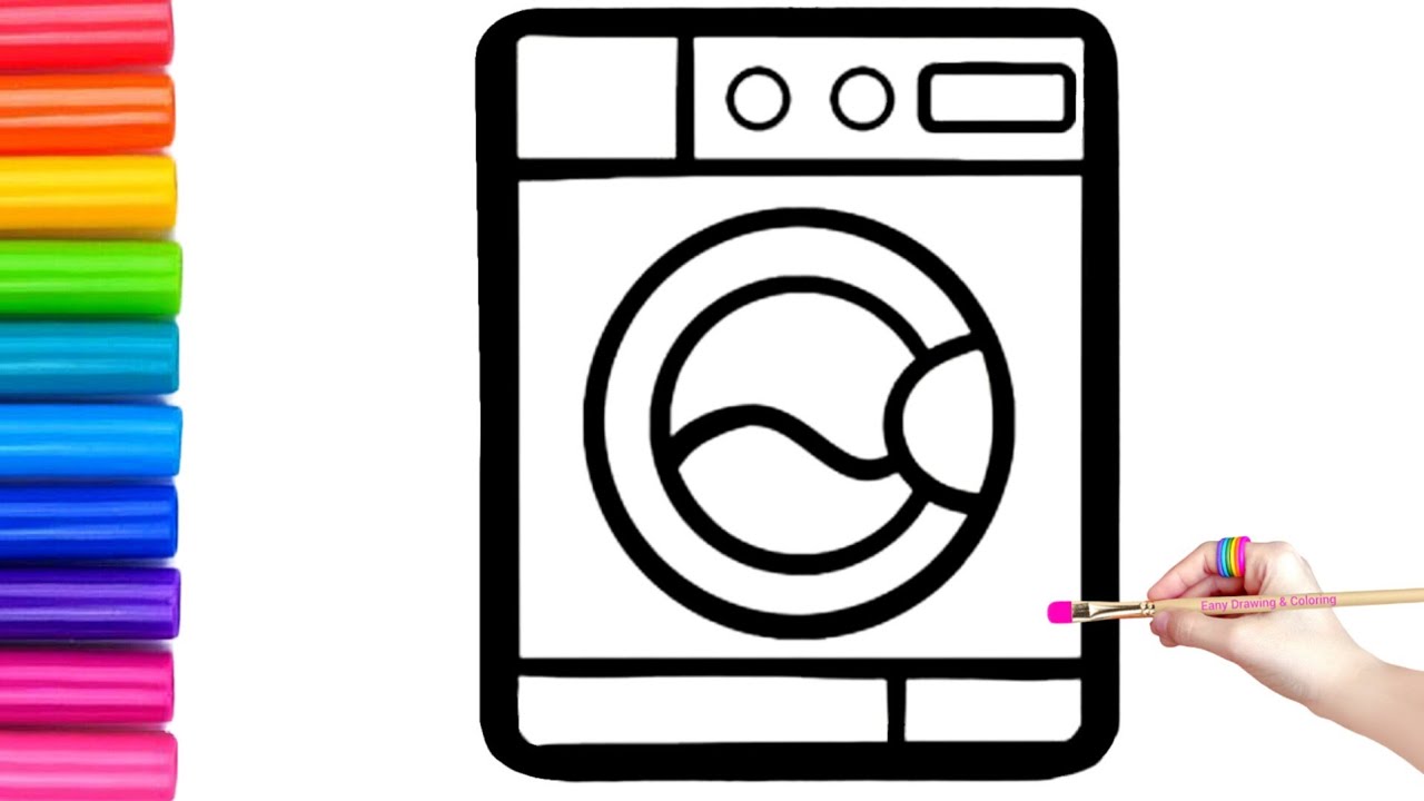 Washing Machine Drawing,Painting and Coloring for Kids & Toddlers|How ...