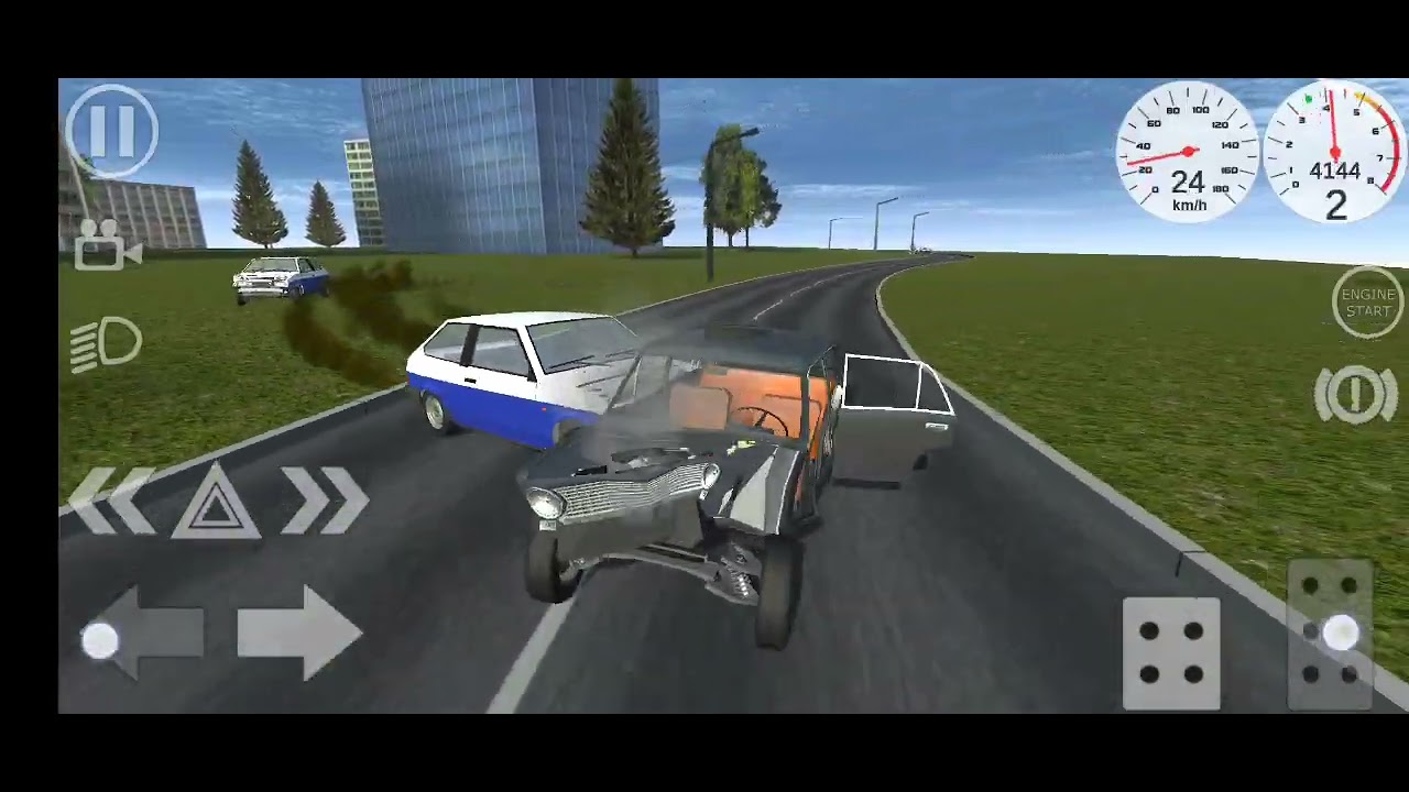 Simple Car Crash Physics Simulator cop chase 46 - YouTube
