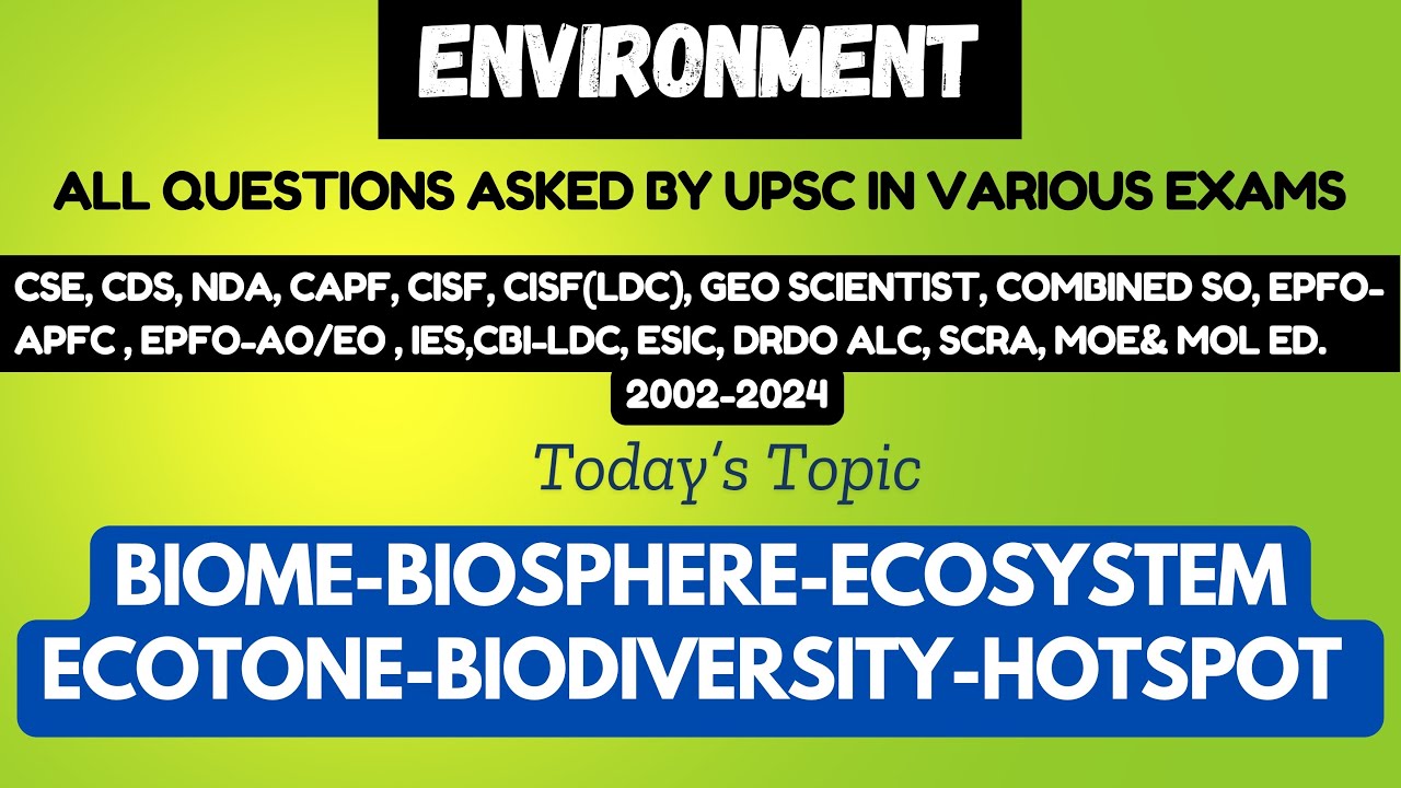 UPSC PRELIMS 2025: BIOME-ECOSYSTEM-ECOTONE-BIODIVERSITY HOTSPOT - YouTube