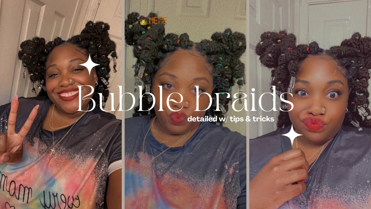 HOW TO: Bomb A*s Bubble Braids/Poodle Puff w. Spring twist hair | VERY ...