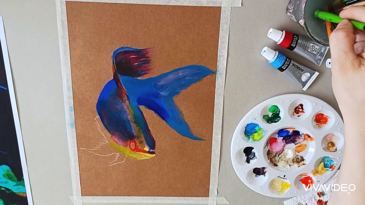 Guaj boya 🦈 gouache painting - YouTube