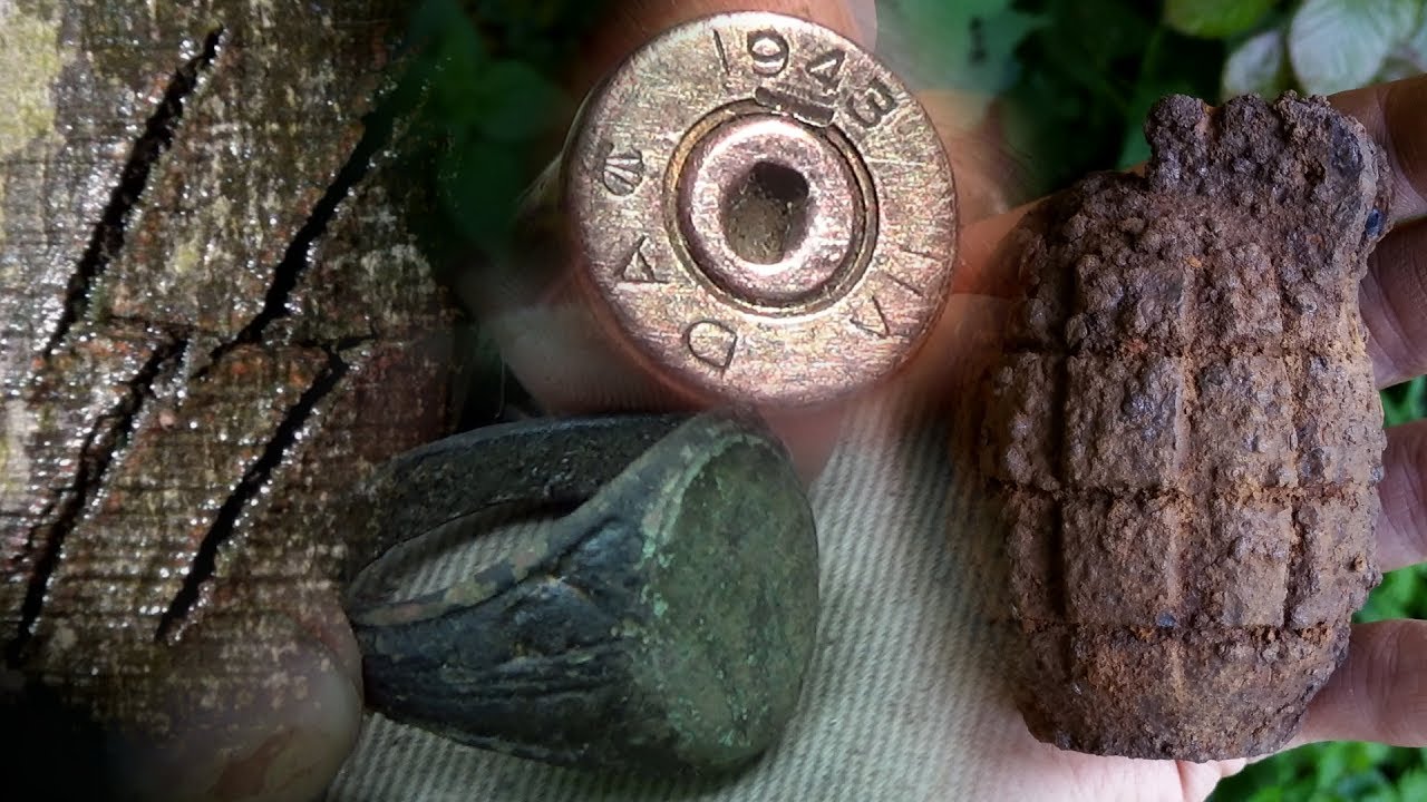 Metal Detecting WW2 - Ring found next to German Bunker - Mills Bomb ...