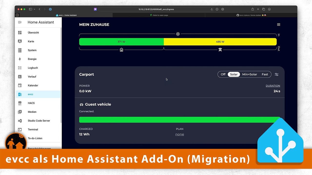 evcc als Add-On in HomeAssistant - migration aus LXC - YouTube