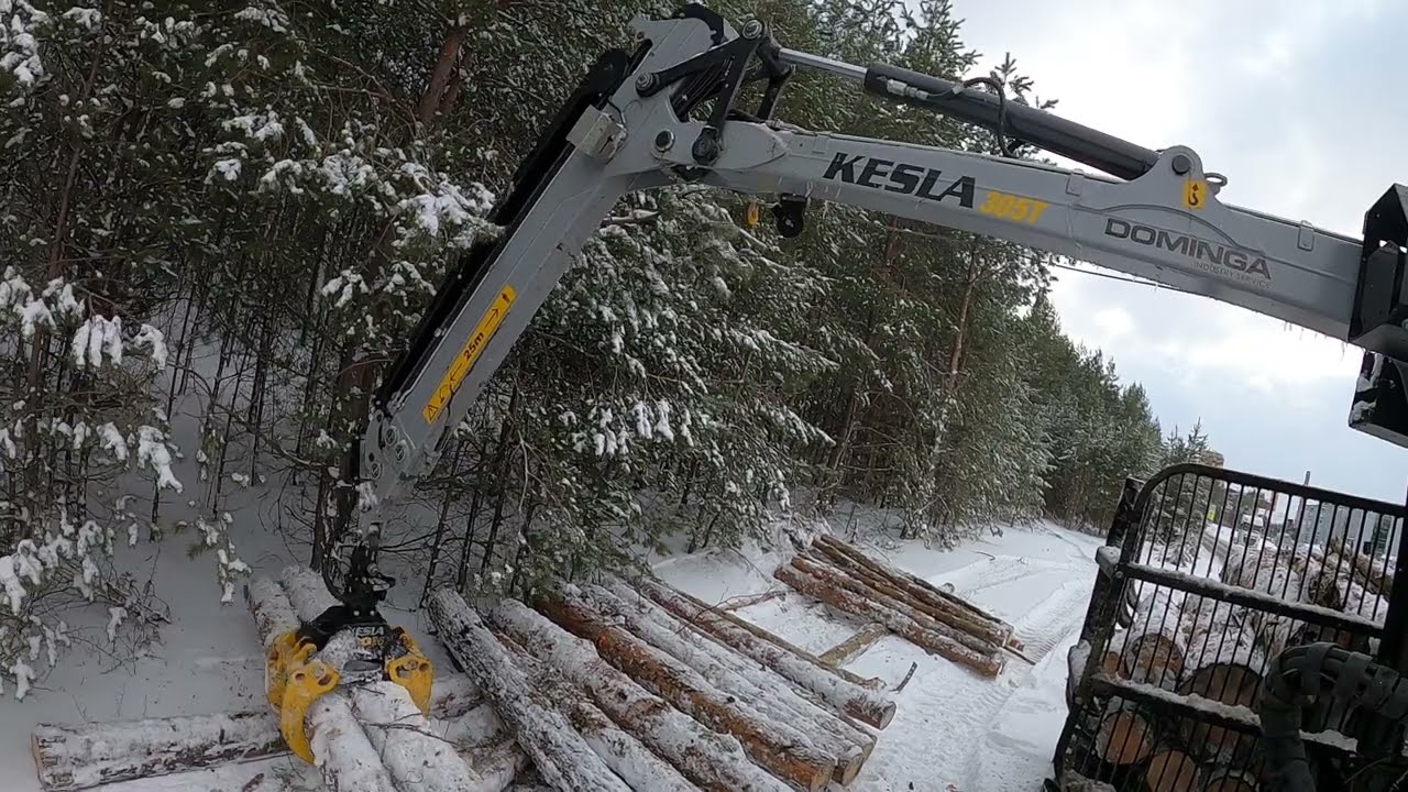 Kesla 144nd Crane 305T . Unloading Logs. GoPro - YouTube