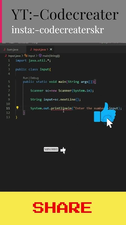 Input By User ️ Java Ytshorts Codecreatorskr Youtube