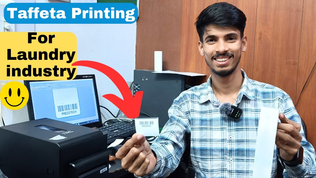 Taffeta Printing For Laundry industry with TSC TE 210 Barcode Printer ...