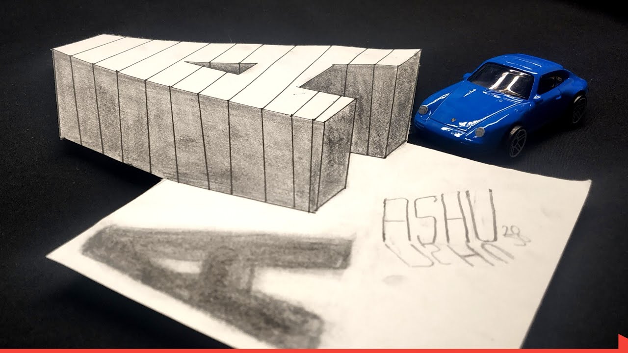 Very Easy!! How To Drawing 3D Floating Letter "A" - Anamorphic Illusion ...