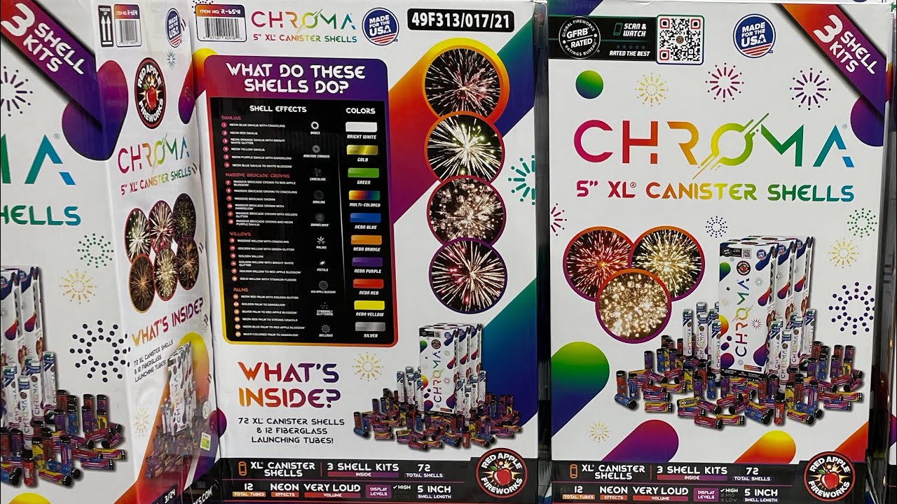 RED APPLE FIREWORKS 🍎 2022 CHROMA 5 INCH XL CANISTER SHELLS 4K 60FPS ...