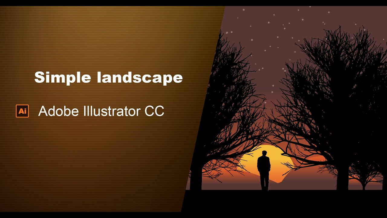 Simple Flat Landscape Adobe Illustrator Tutorial - YouTube