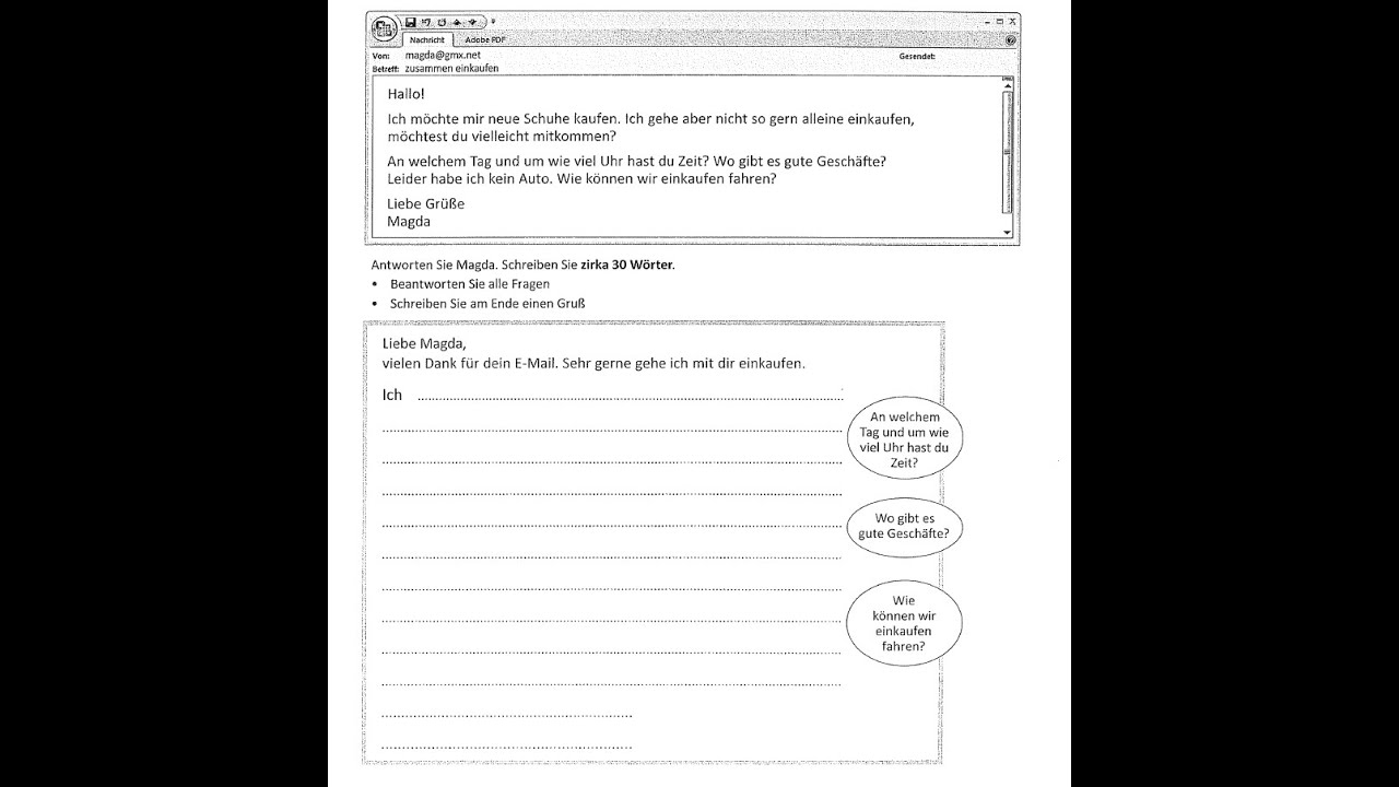 ÖSD A1 │ E-MAIL SCHREIBEN Nr.47 │ Letter writing (A1 german exam) - YouTube