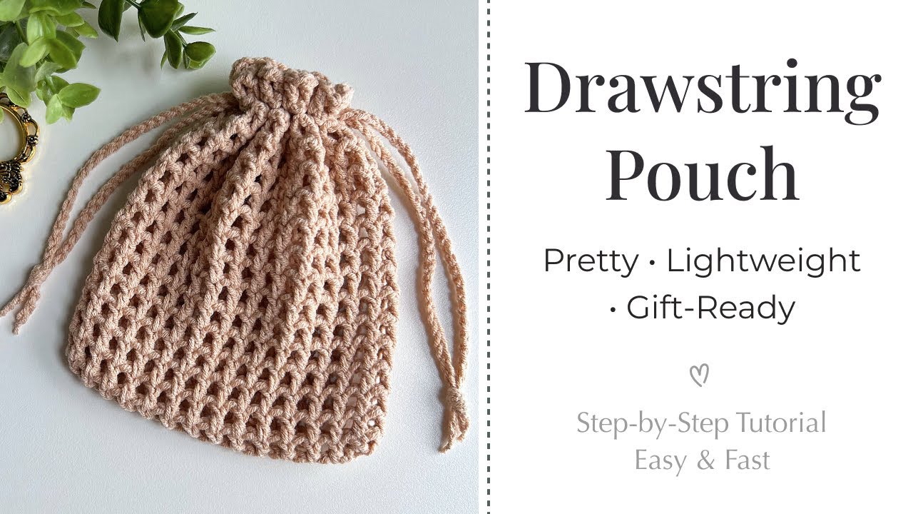 Crochet Mesh Stitch Drawstring Pouch - Easy, Elegant & Perfect as a ...