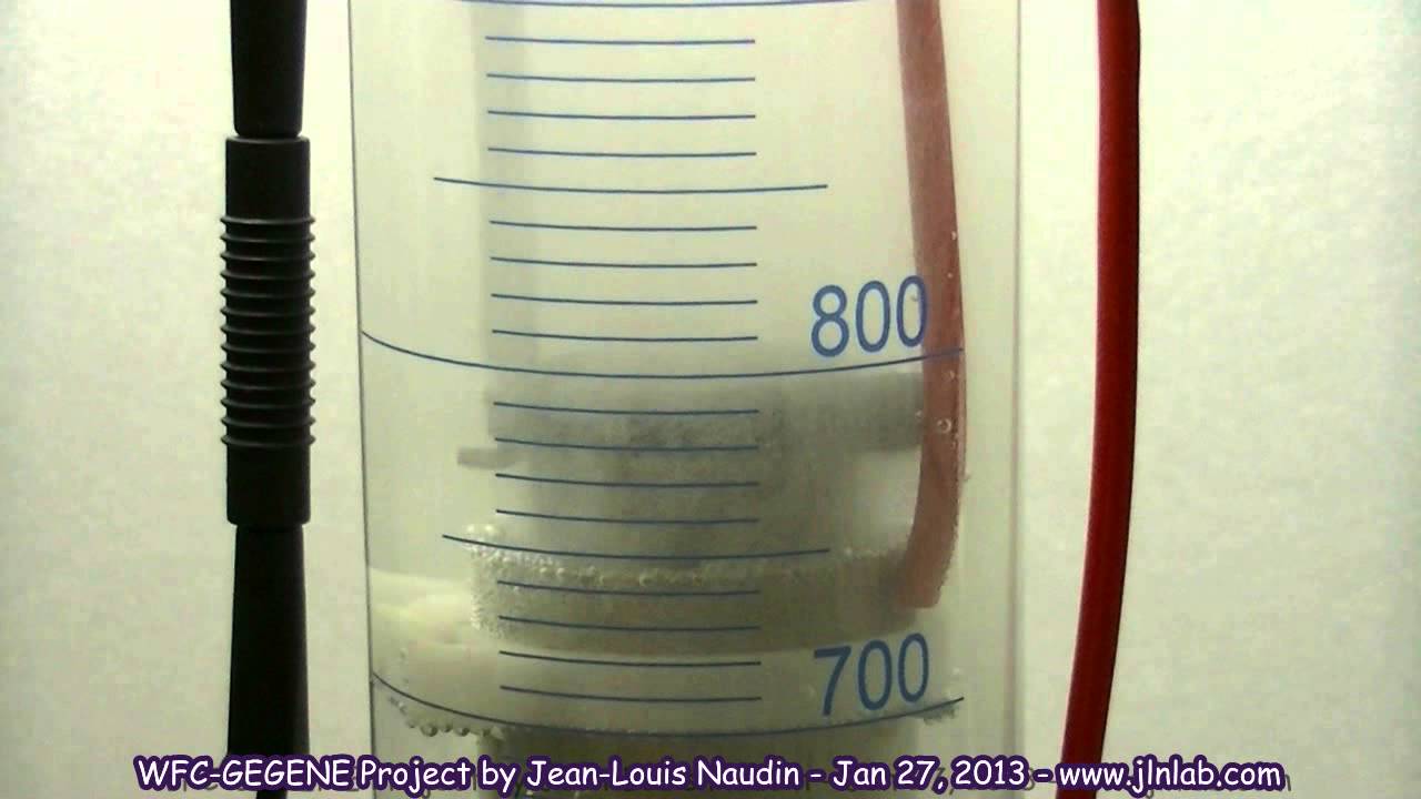 Close View of the Water Fuel Cell test with PURE OSMOSED WATER (equiv ...