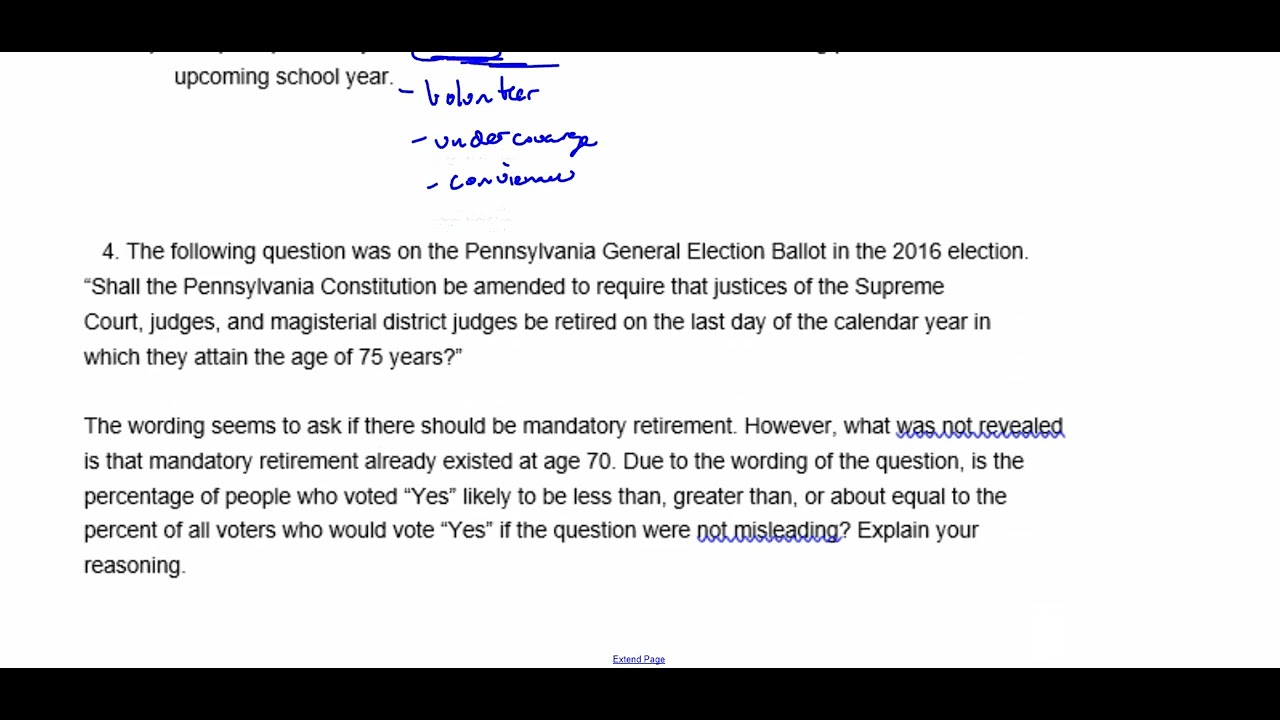 AP Stats 4.1a Sampling Bias (wording bias) Video 2 - YouTube