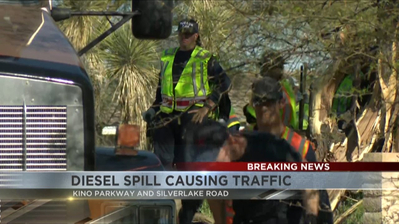 Diesel spill in midtown Tucson impacting traffic - YouTube