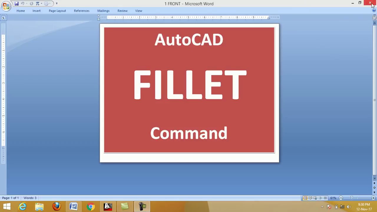 AutoCAD Tutorial Fillet Command Fillet Command In AutoCAD YouTube AutoCAD Tutorial Fillet Command Fillet Command In AutoCAD YouTube