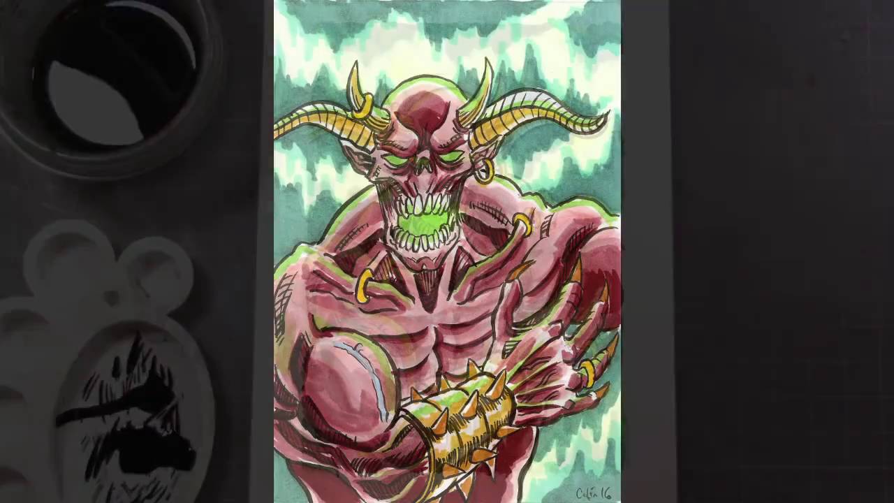 Drawlloween Day 10: Demonday! Demon speed drawing - YouTube