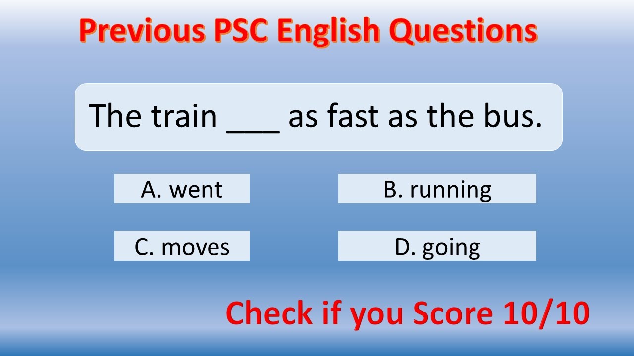 PSC previous English questions - YouTube