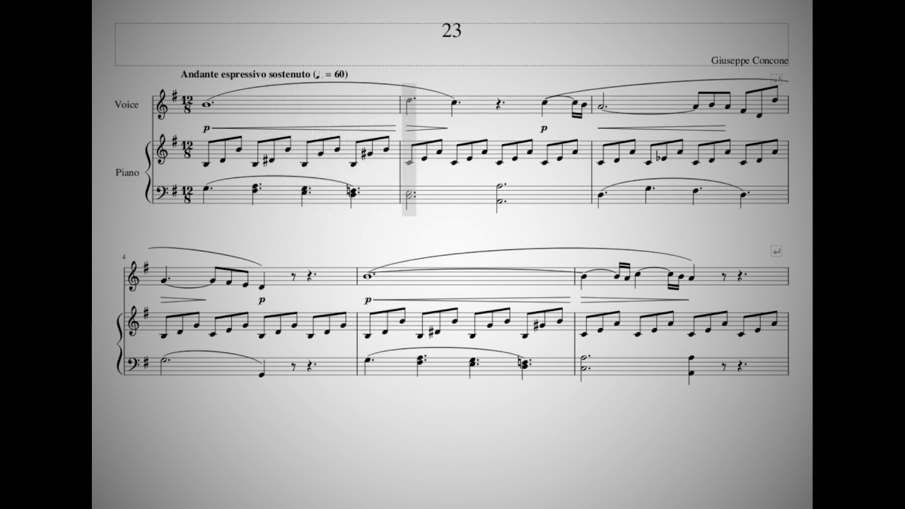 Giuseppe Concone – Op. 9 - N. 23 - Medium Voice - YouTube