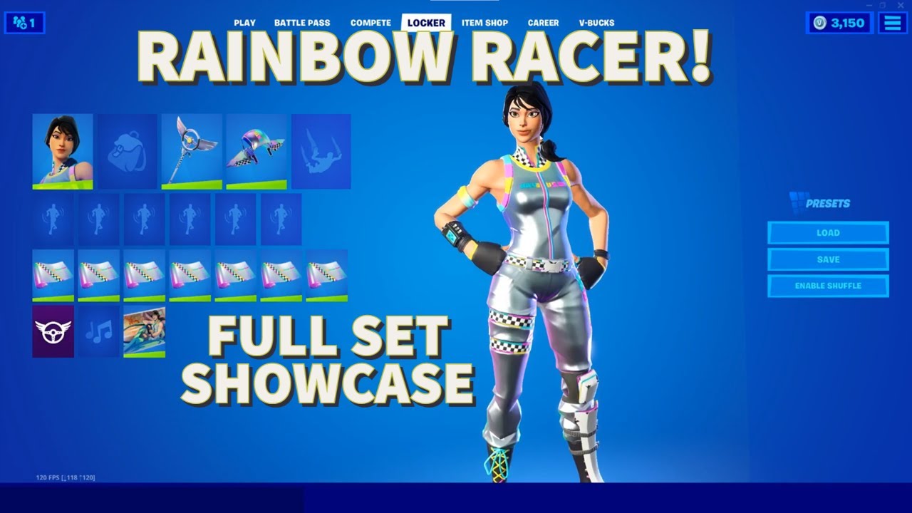 RAINBOW RACER FULL SET SHOWCASE - FORTNITE - YouTube