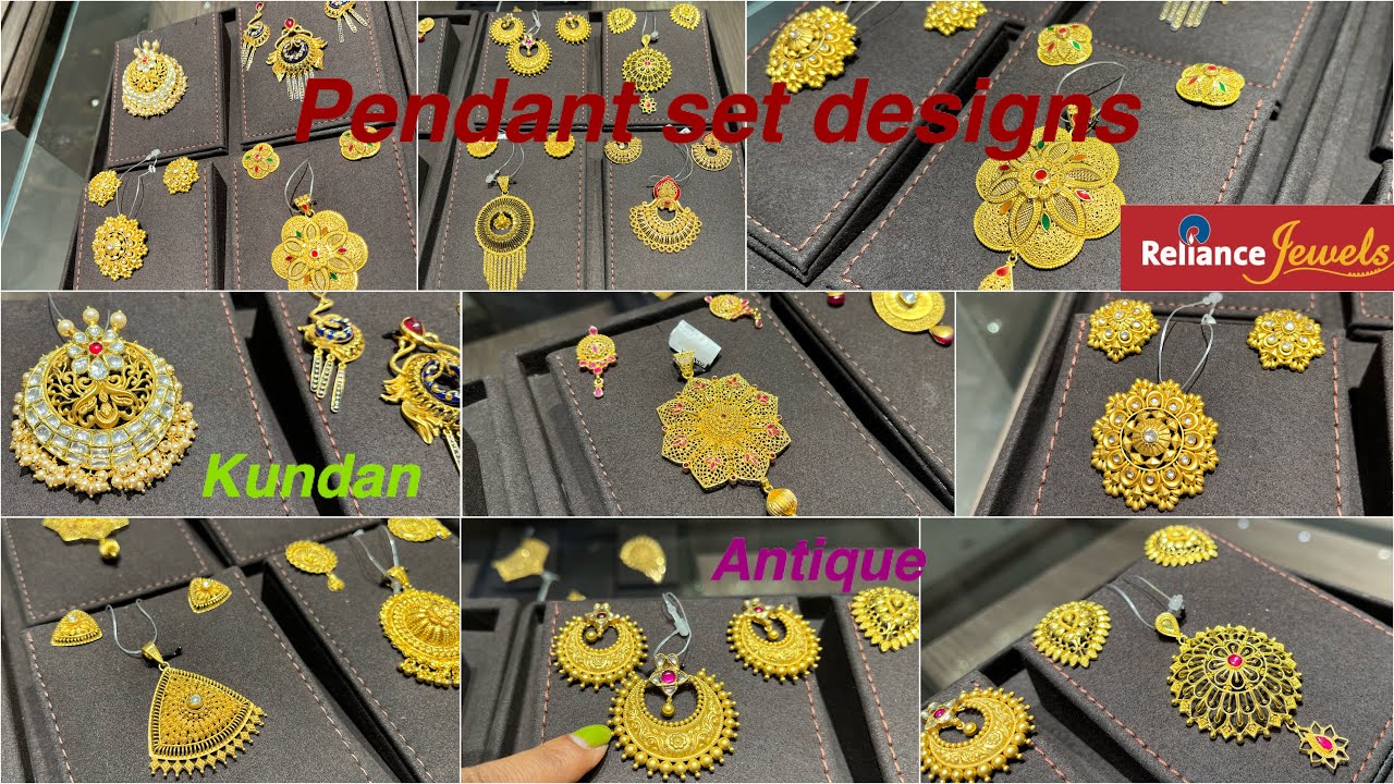 Gold pendant set designs | Reliance jewels pendant set collections ...