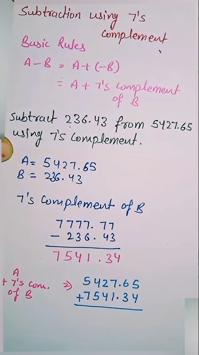 7's complement|subtraction using 7's complement (hindi) #numbersystem #octal #shorts - YouTube