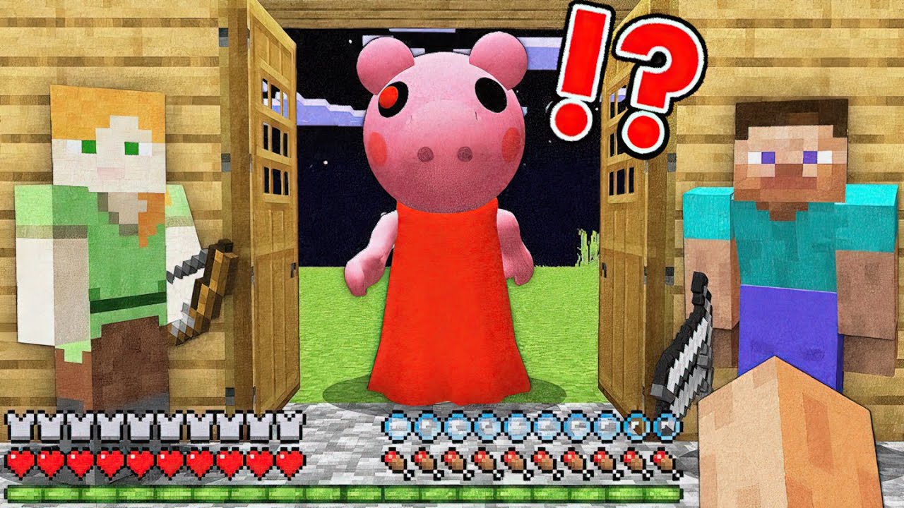 PIGGY.EXE ROBLOX vs NOOB STEVE and ALEX at 3:00 AM in MINECRAFT ...
