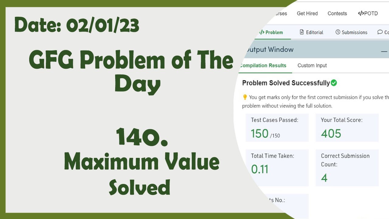 Maximum Value C Gfg Daily Problem Youtube