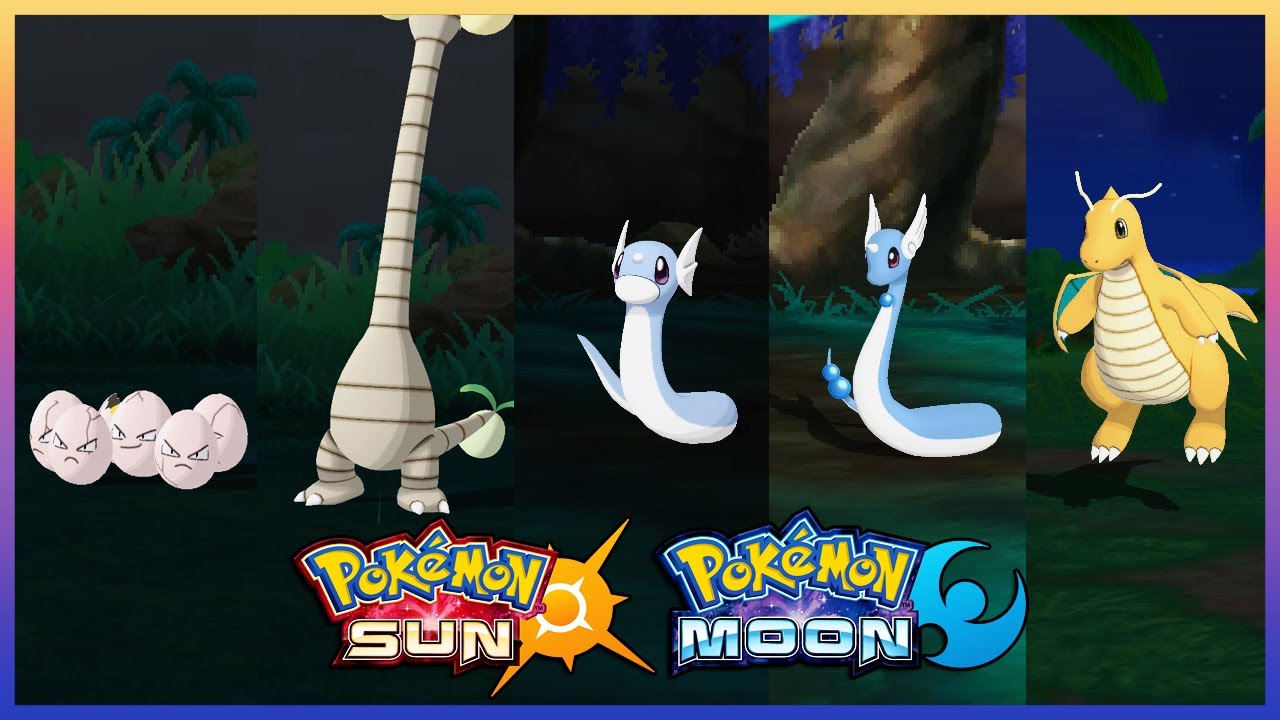 Pokemon Sun & Moon - Exeggcute,Alolan Exeggutor,Dratini,Dragonair ...