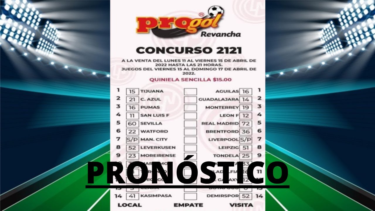 PROGOL REVANCHA #2121, PRONÓSTICO Y RESULTADOS ¡¡SUSCRIBETE!! - YouTube