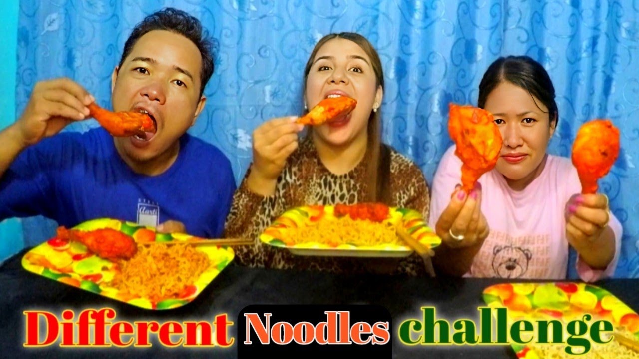 Different Noodles Challenge||Spicy Noodles And Chicken Leg Piece||Food ...