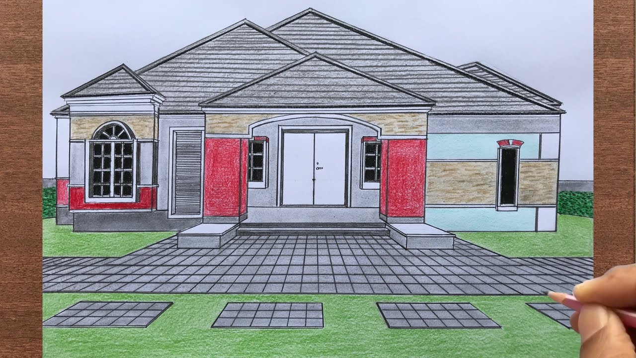 How to Draw a House in 1-Point Perspective Step by Step - YouTube