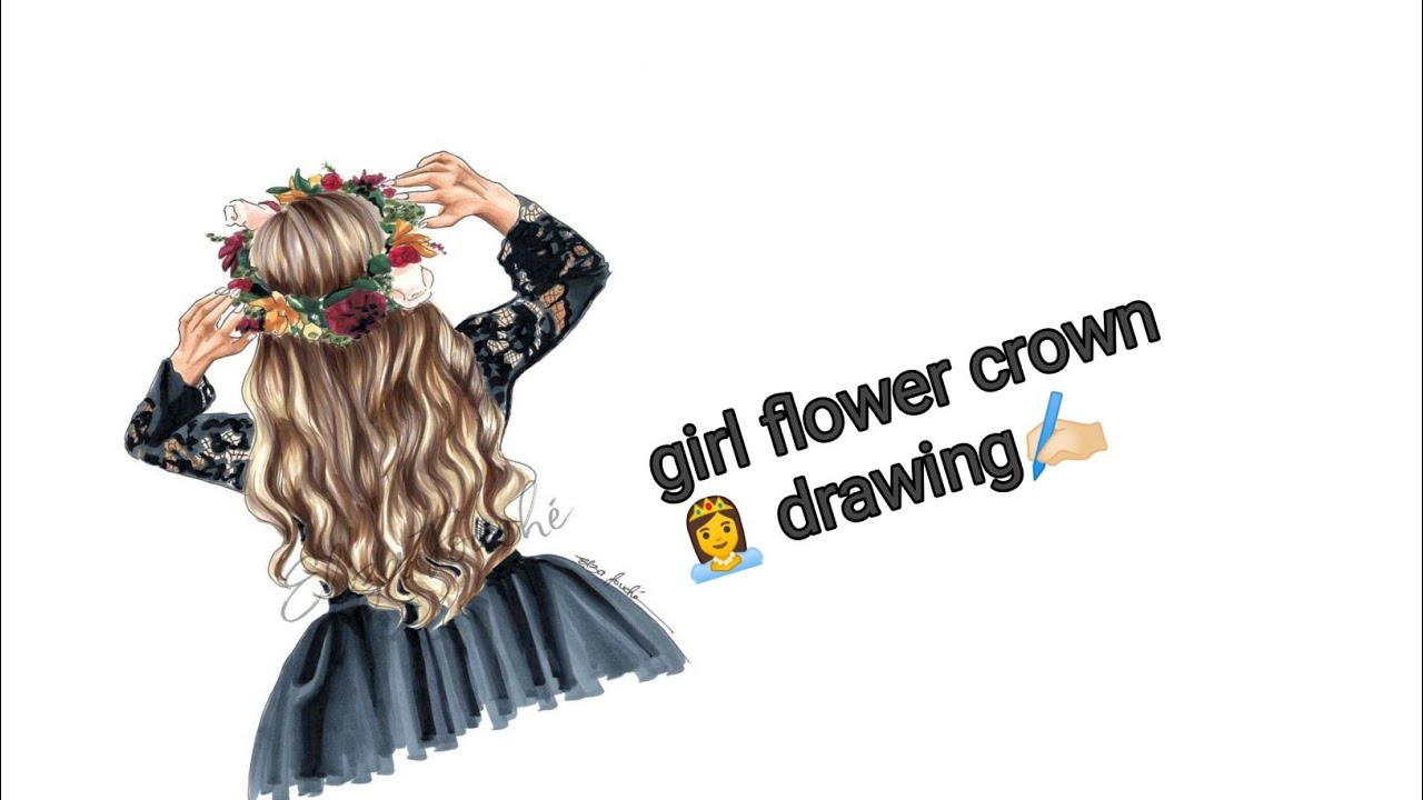How to draw a girl👸 wearing flower crown | backside girl very easy ...