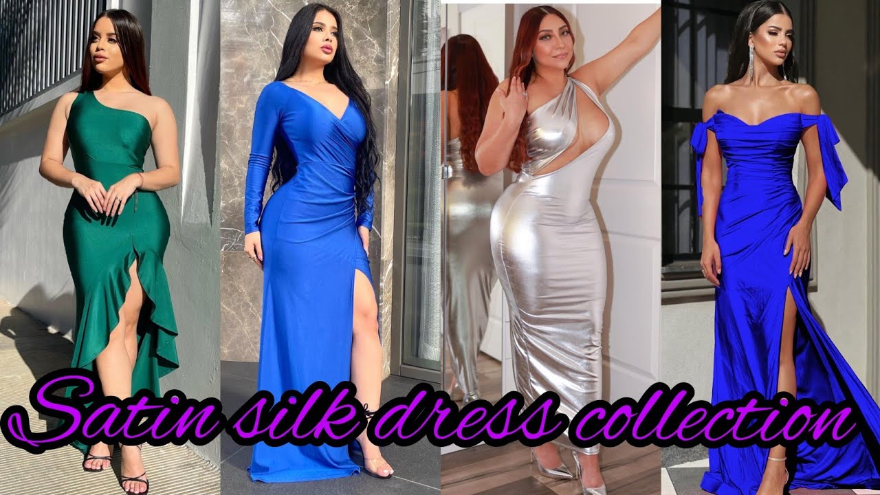 Satin Silk Dress Collection || Models In Satin silk Dress - YouTube