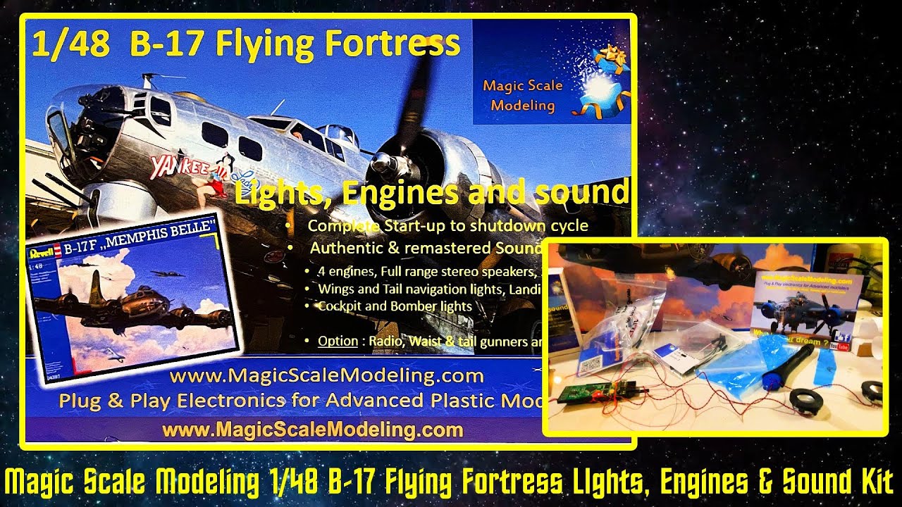 Magic Scale Modeling 1:48 B-17 Flying Fortress Kit with Lights, Engines ...