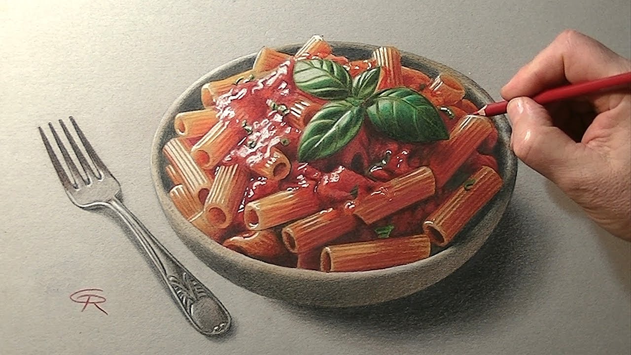 Let's painting pasta and tomato sauce - YouTube