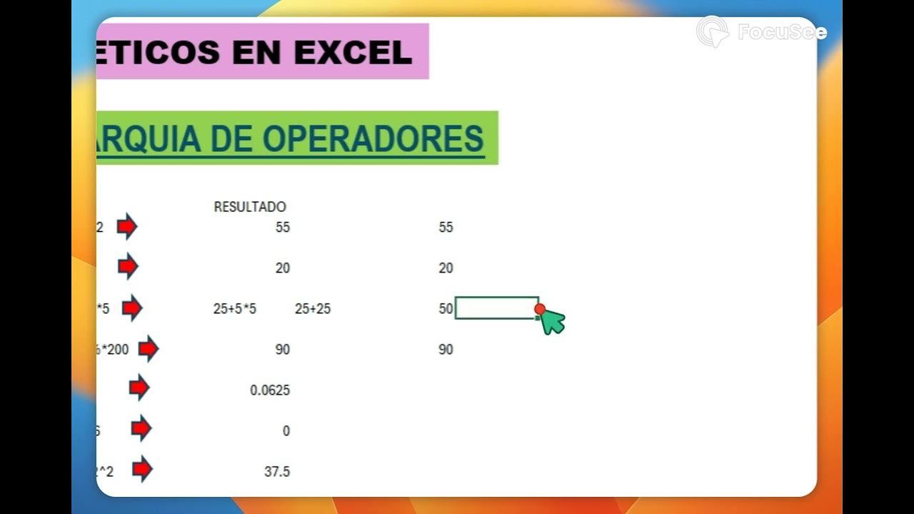 OPERADORES MATEMATICOS-ARITMETICOS(+,-,/,*,MAS) DE FORMA FACIL EN EXCEL - YouTube