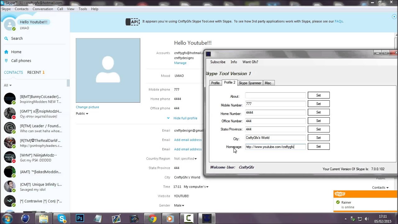 My New Skype Tool Version 1 - YouTube