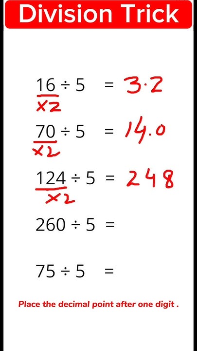 Division Trick | How to divide any number by 5 #maths #shorts - YouTube