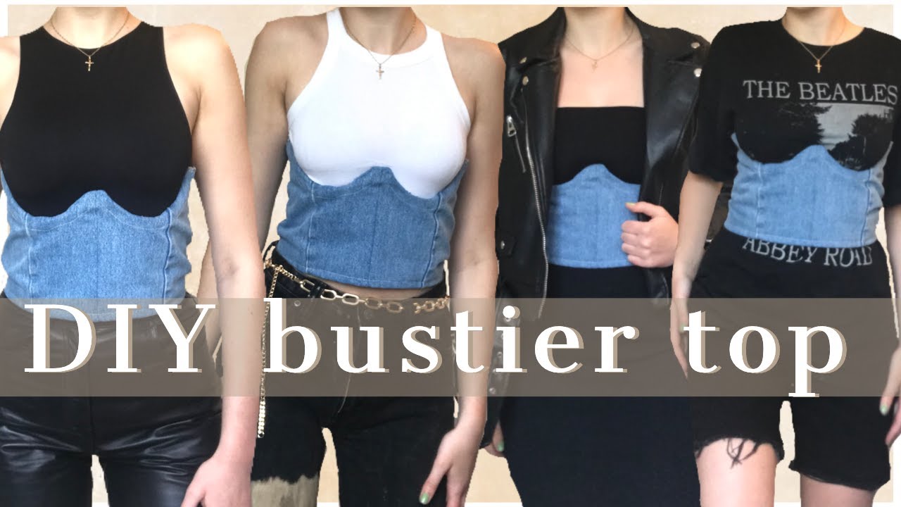 DIY BUSTIER DENIM TOP - YouTube