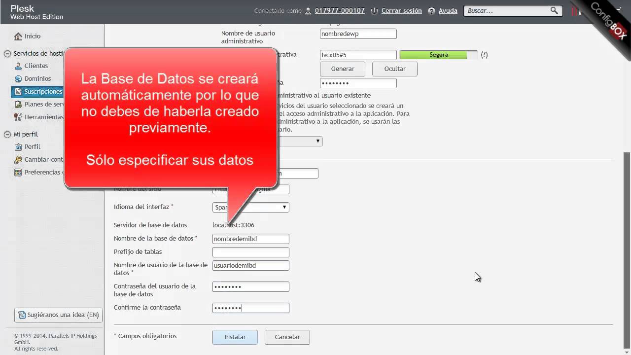 Instalar Wordpress desde Plesk 12 en ConfigBOX - YouTube