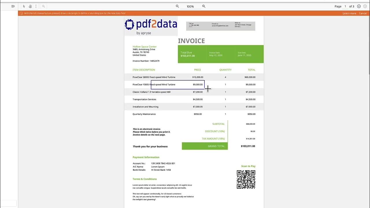 How to manually define headers for table extraction in pdf2Data - YouTube