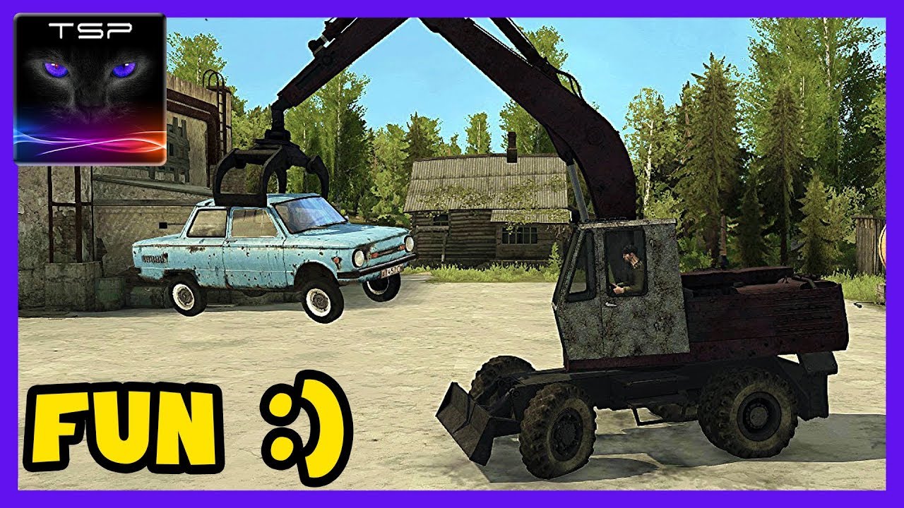 Spintires Mudrunner Fun with Excavator & Crane Truck Mods - YouTube